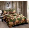 Essen Lodge Rustic Bedding Set, Queen Size Green Microfiber Quilt with ...