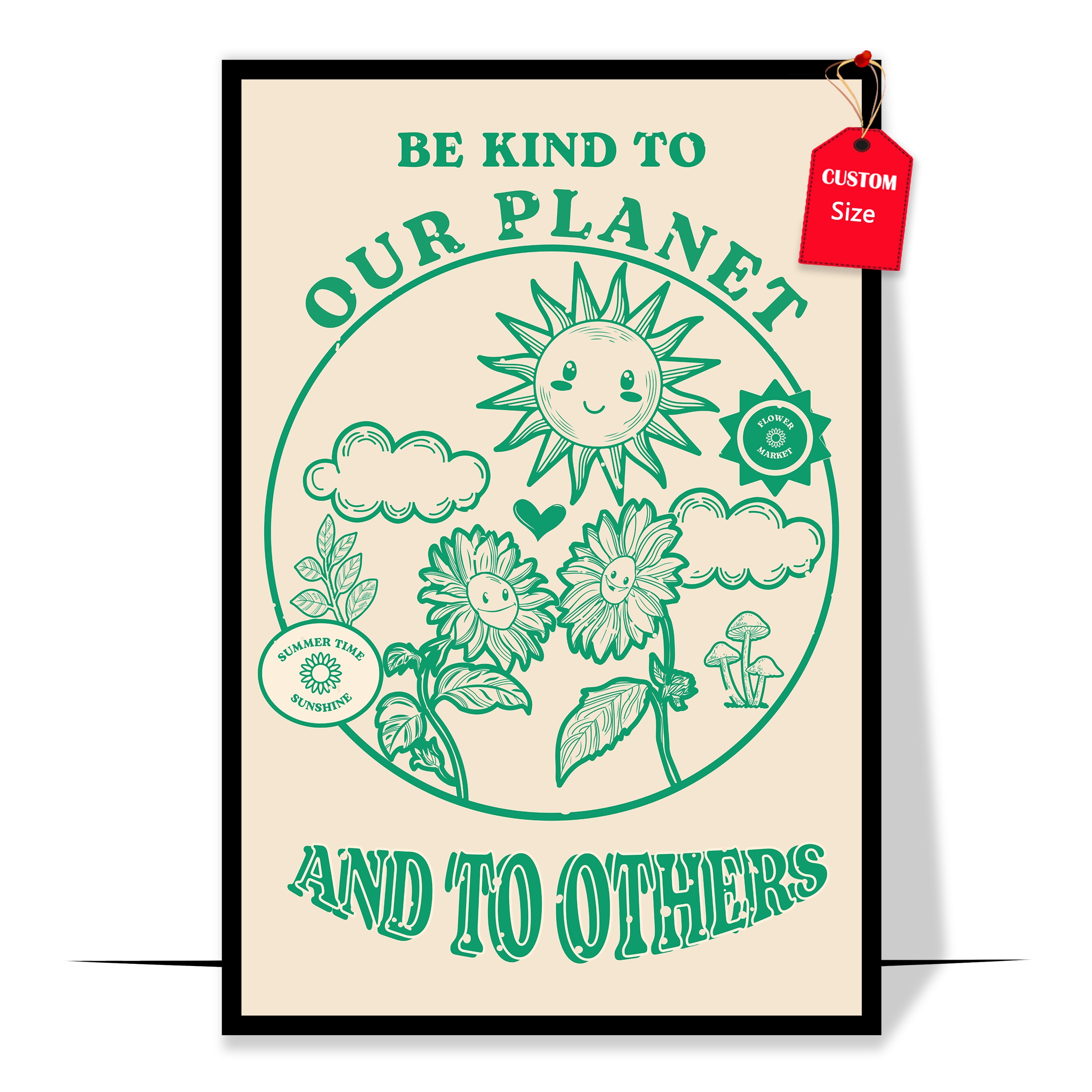 LOLUIS Be Kind to Our Planet Poster, Flowers Wall Print, Earth ...