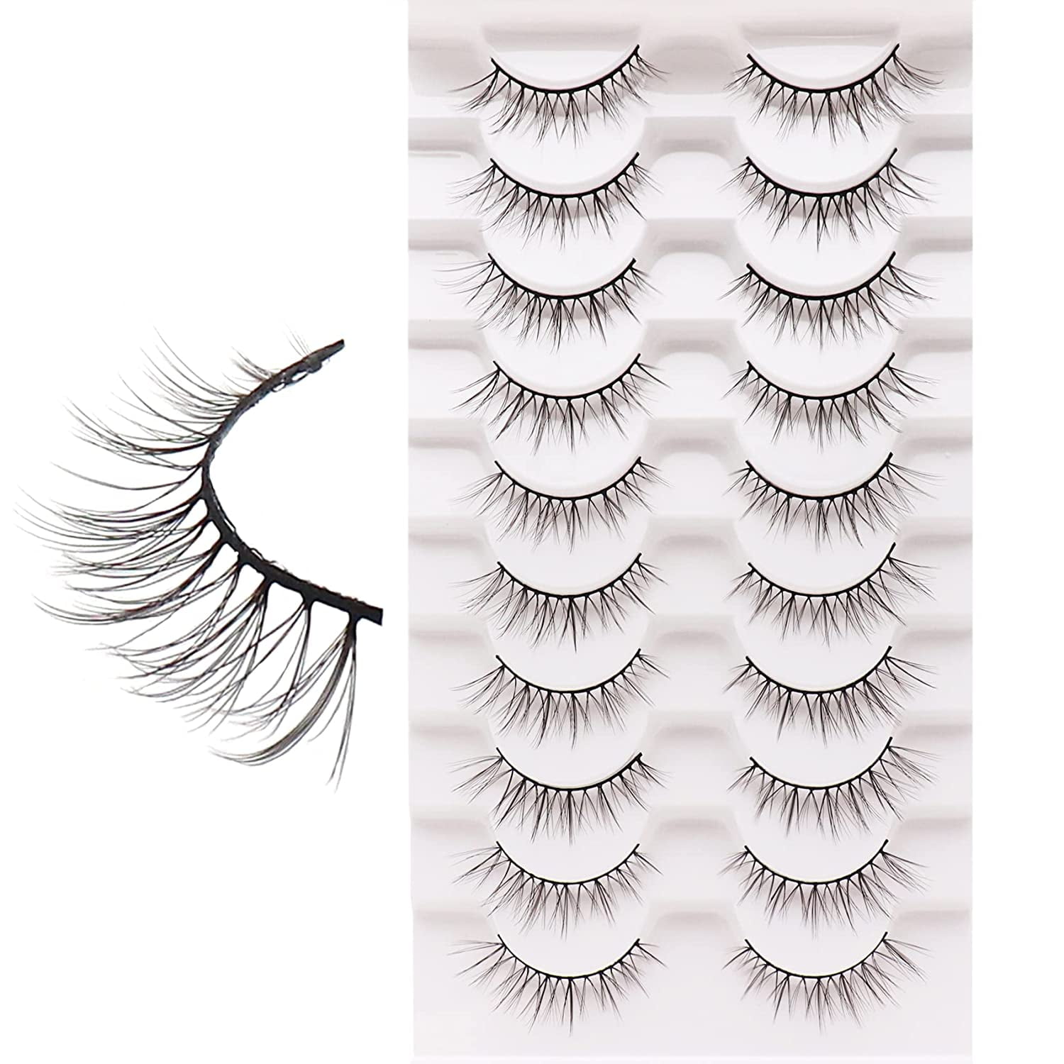 Eyelashes Fluffy Manga Lashes Natural Look Handmade Wispy Faux Mink ...