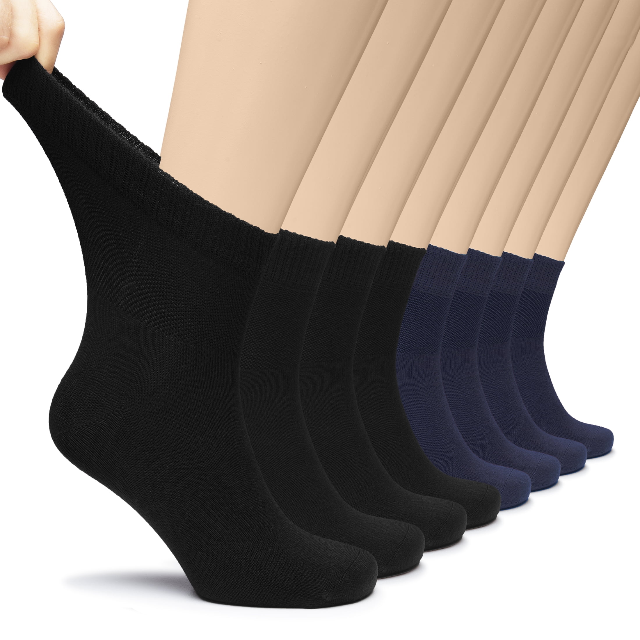 Hugh Ugoli Men's Loose Diabetic Ankle Socks Bamboo, Wide, Thin ...