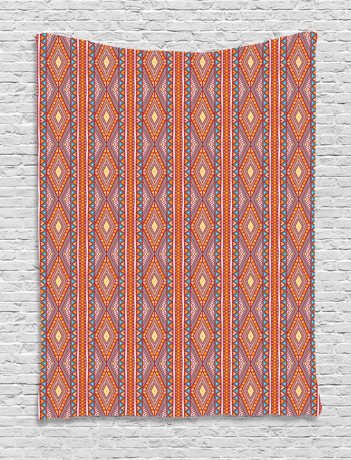 Tribal Tapestry, Traditional Aztec Style Oriental Motifs Mosaic Rhombus ...
