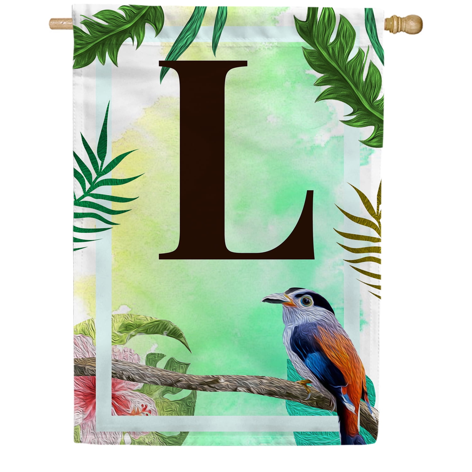 America Forever Tropical Summer Monogram House Flag Letter L 28 x 40 ...