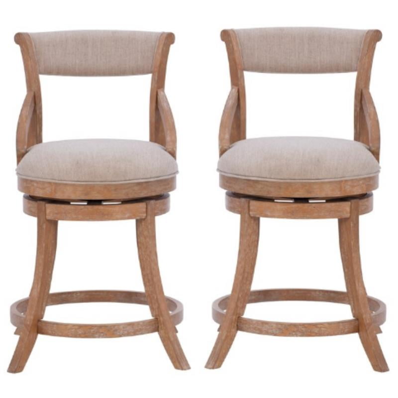 Home Square 26" Wood Upholstered Big and Tall Counter Stool in Brown ...