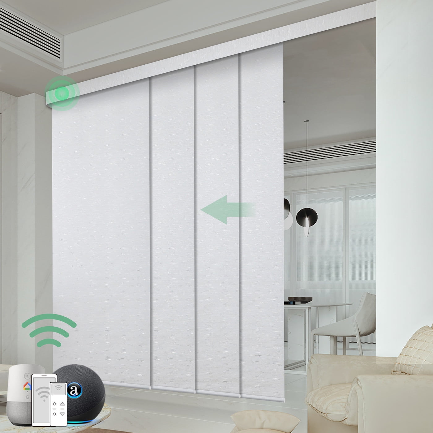 Yoolax Motorized Sliding Panel Track Blind Blackout Smart Vertical ...