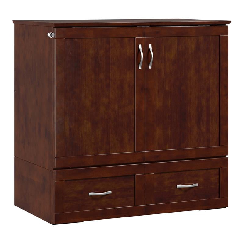 Bowery Hill Wood Twin Extra Long Murphy Bed Chest in Walnut - Walmart ...