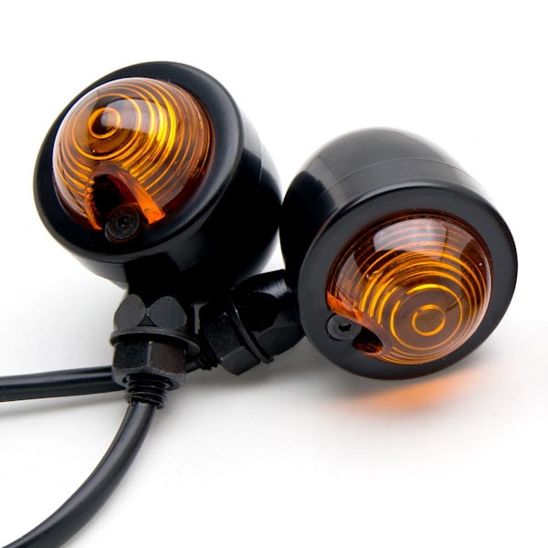 Krator Motorcycle 2 pcs Black Amber Turn Signals Lights Compatible with ...