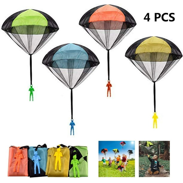 Parachute Toys Kids, 4 Pieces Skydiver Hand Throwing Parachute Outdoor ...