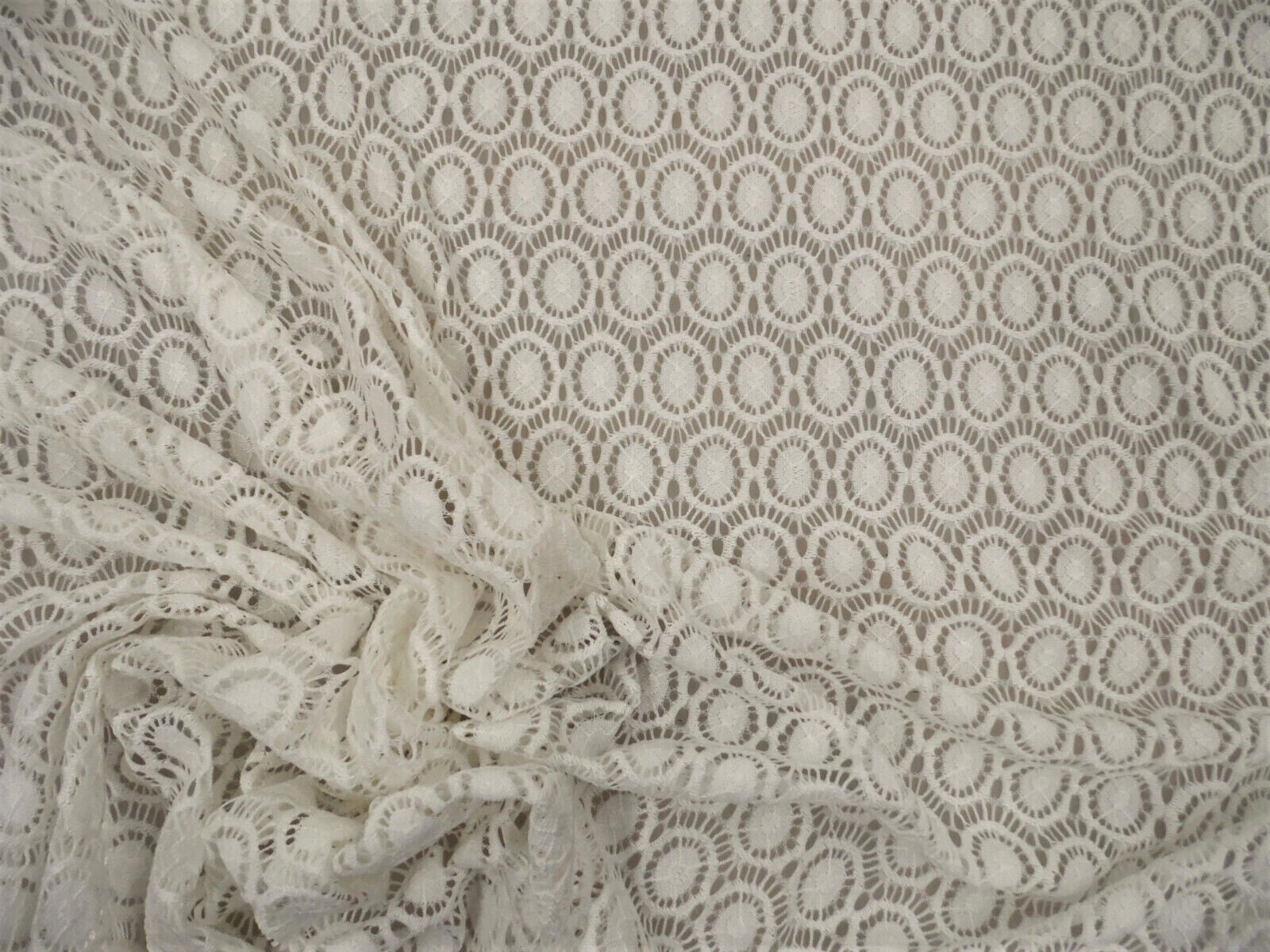 Stretch Lace Mesh Netting Apparel Fabric Sheer Ivory Circles DD404 ...