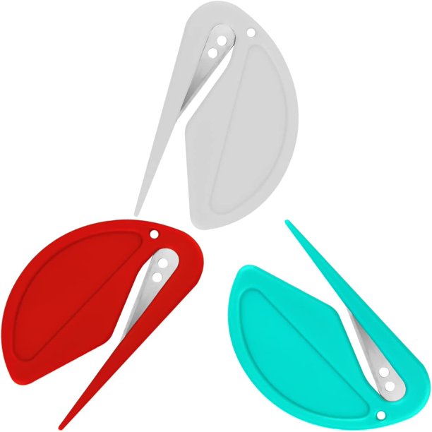 ShenMo 3 Piece (Red, Green, White) Desktop Letter Opener, Plastic ...