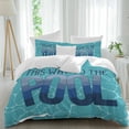 4 Piece Duvet Cover Set Queen, Summer Blue Swimming Pool Soft ...