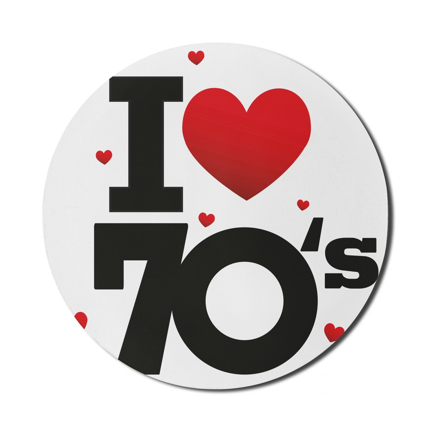 70s Party Mouse Pad for Computers, Seventies with Various Shaped Hearts ...