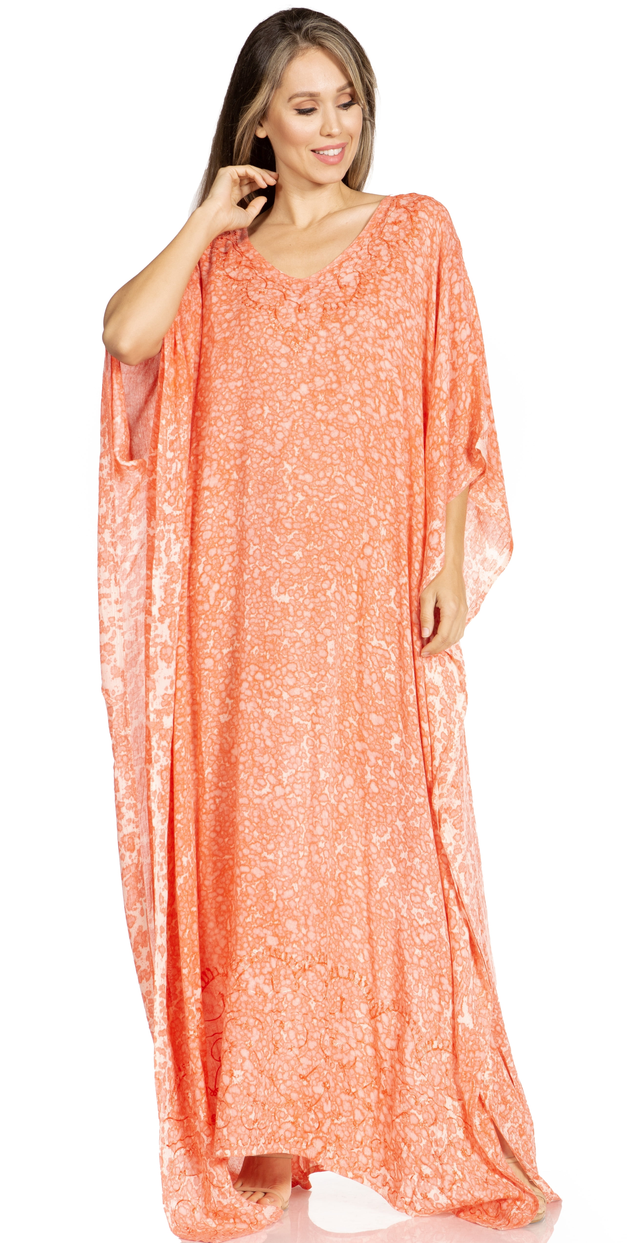 Sakkas Catia Women's Boho Casual Long Maxi Caftan Dress Kaftan Cover-up ...