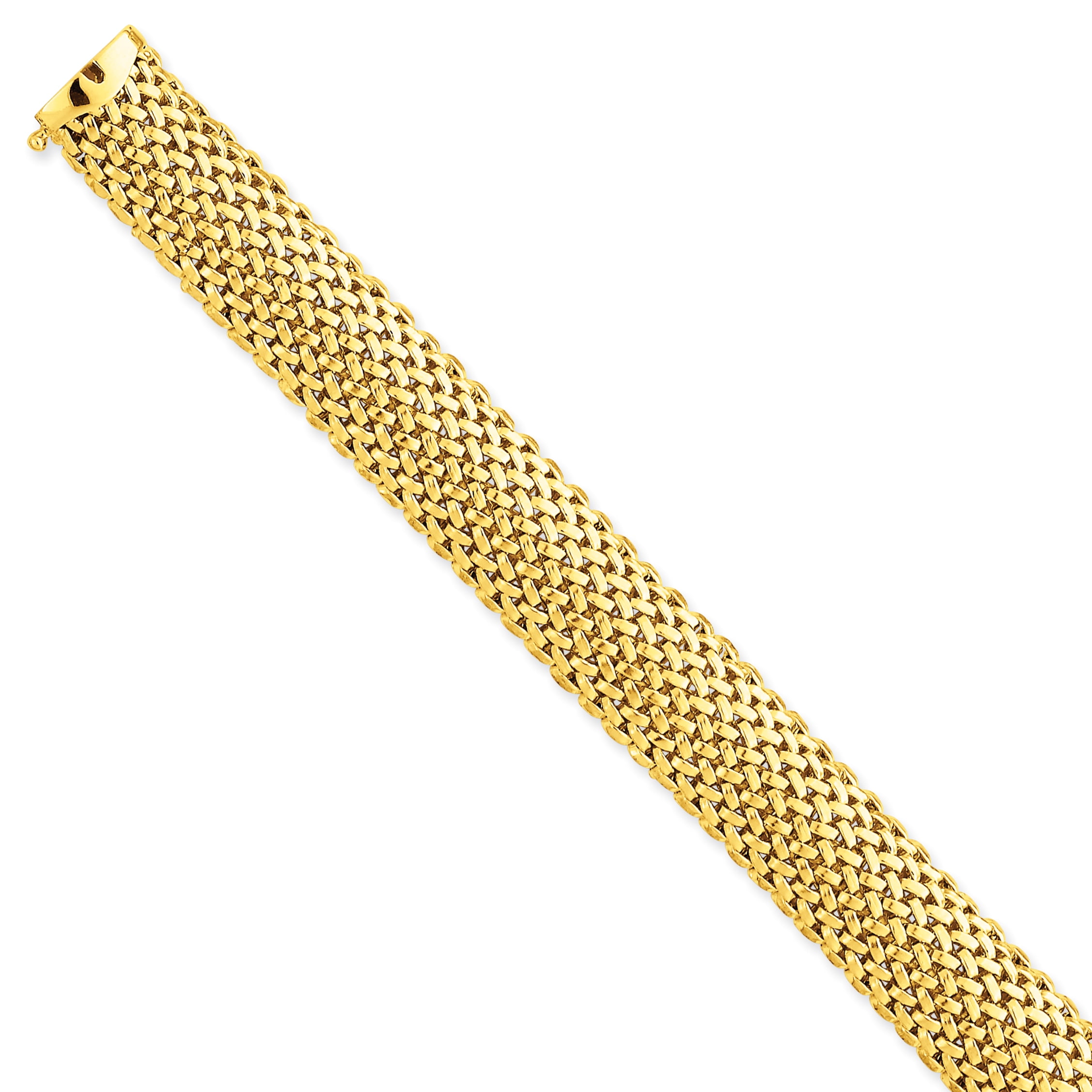 Beautiful 14k 7.25in 13.75mm Polished Mesh Bracelet - Walmart.com