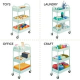 mDesign Small Bathroom Movable 3-Tier Metal Rolling Utility Storage ...