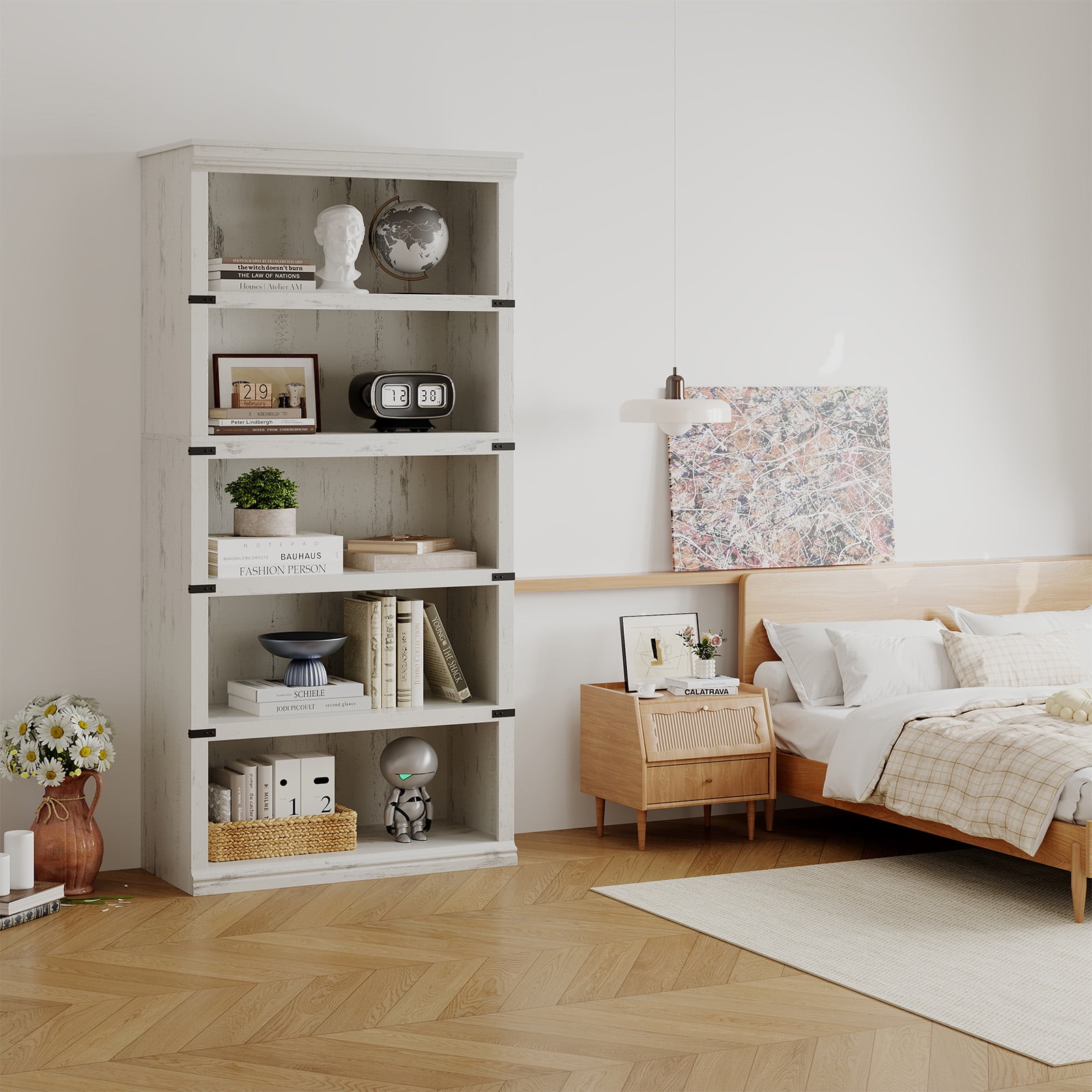 Click here for Beesclover Wooden Bookcase  Farmhouse Storage Book... prices