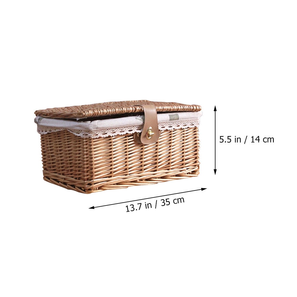 Wicker Storage Basket With Lid Books Storage Box Magazines Organizing ...