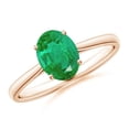 2wist Designs 18K Rose Gold Plated Solitaire Ring Oval Emerald Green ...