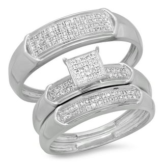 Forever Bride Sterling Silver 1/3 CTTW Diamond Cushion Bridal Ring Set ...