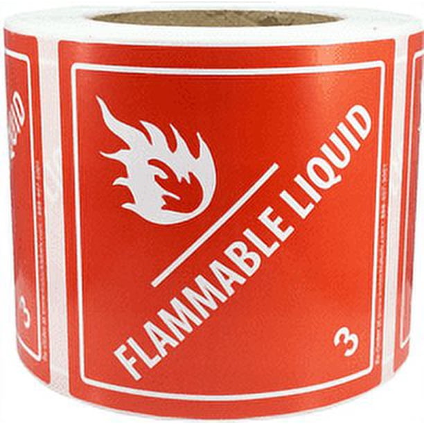 Hazard Class 3 D.O.T. Flammable Liquid Labels | 4 x 4" Inch | 500 Pack ...