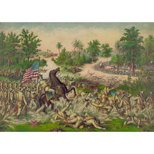 American Troops Advancing On Filipino Troops Behind Earthworks At The ...