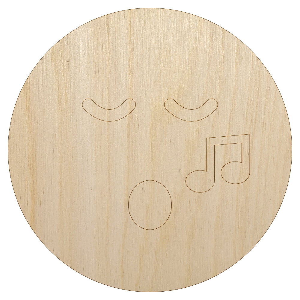 Singing Face Music Emoticon Wood Shape Unfinished Piece Cutout Craft ...
