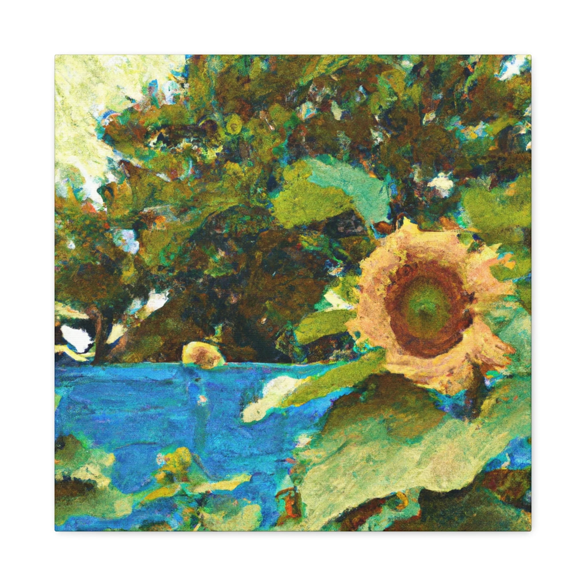 Sunflower in Pointillism - Canvas - Walmart.com
