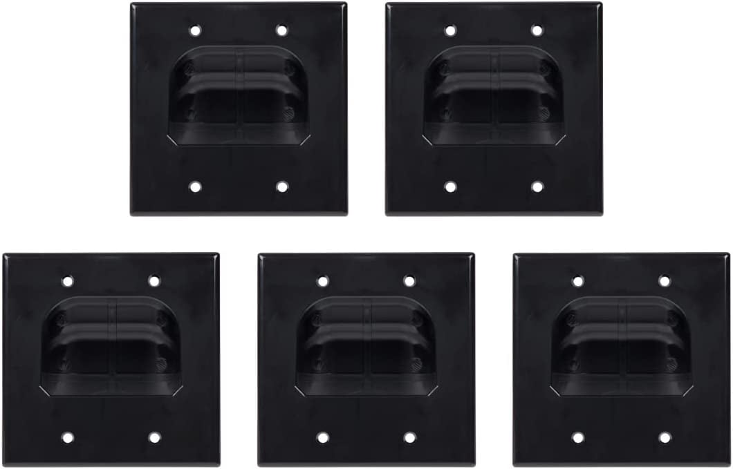 Buyer's Point Dual Gang Pass Through Wall Plate (Black) (5 Pack ...
