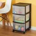 Sterilite 3-Drawer Plastic Storage Cart with Wheels, Clear/Black Frame ...