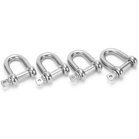 Peahefy 4Pcs M10 Straight D Shackle Stainless Steel D Type Short ...