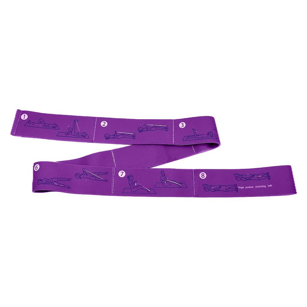 Premium Stretch Strap Yoga 8 Loops Band Physical Pilates Guide Postures ...