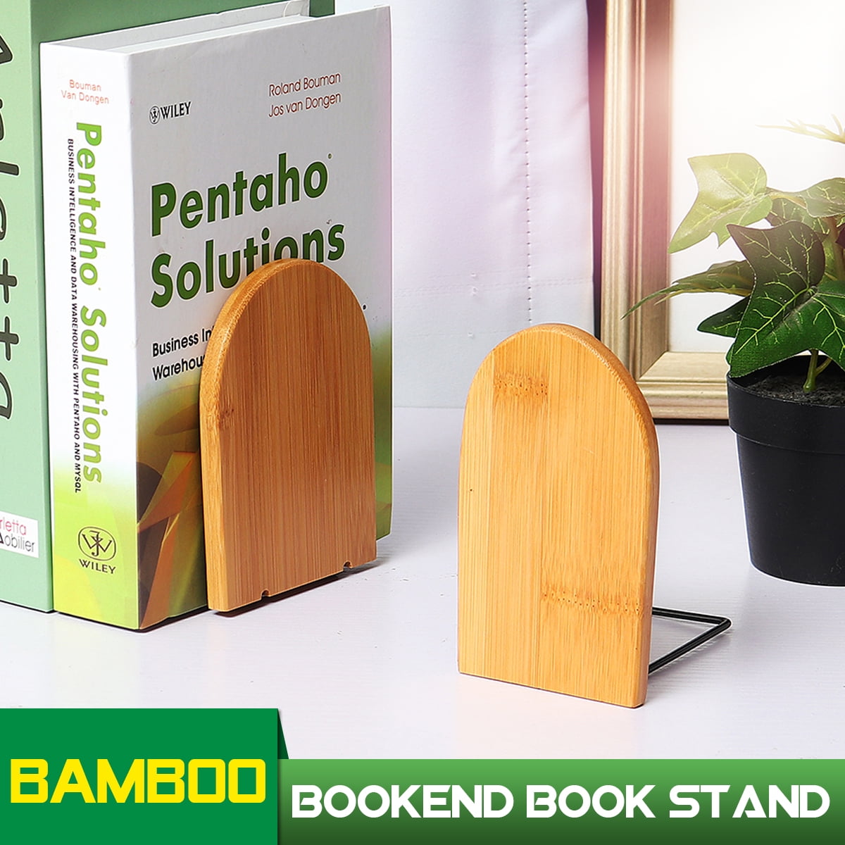 Bamboo Bookends Retractable Book Frame Book Organizer Book Stand for ...