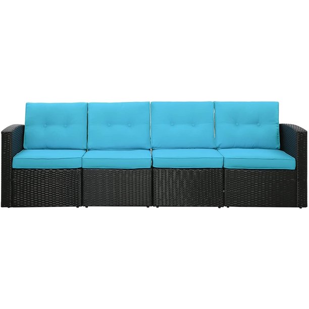 Cozyhom 4-Seat Outdoor Patio Couch, PE Wicker Rattan Aluminum Frame ...