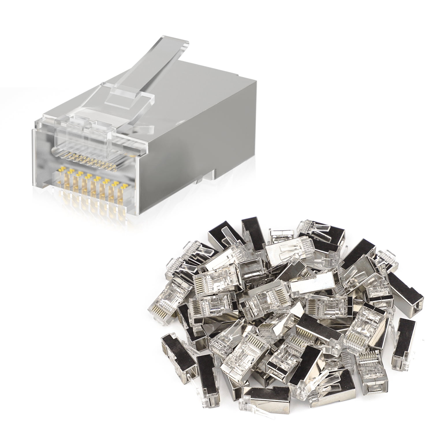 iwillink 50 Pack Shielded RJ45 Cat6 Pass Through Connectors - Walmart.com