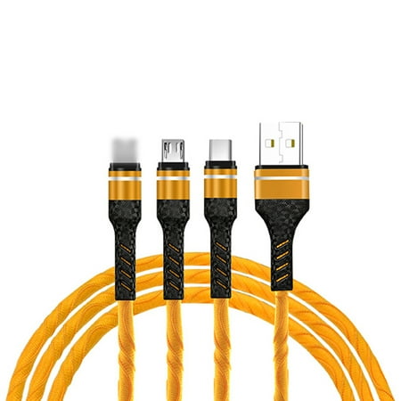 3-IN-1 USB Charging Cable Multi Charger Line Type C Micro USB Connector ...