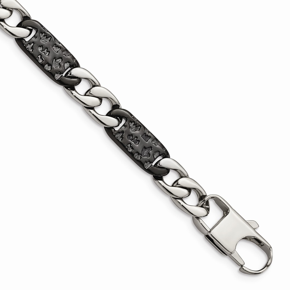 Stainless Steel Polished Black IP-plated 8.5in Link Chain ; 8.5 inch ...