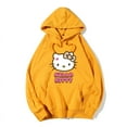 Cartoon fashion label Hello Kitty hood round neck pullover hoodie women ...