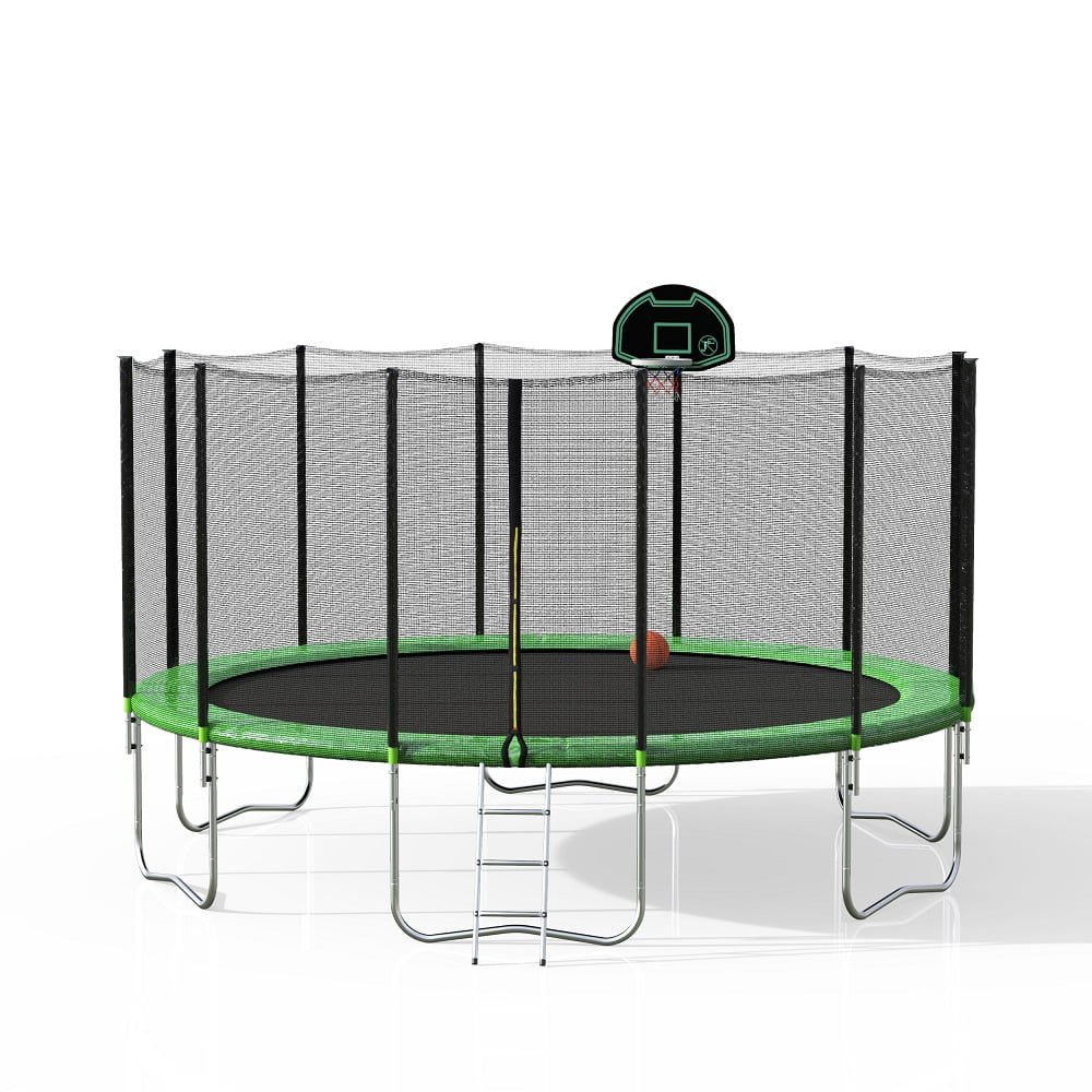 Trampoline with Safety Enclosure Net & Ladder Multi-functional ...
