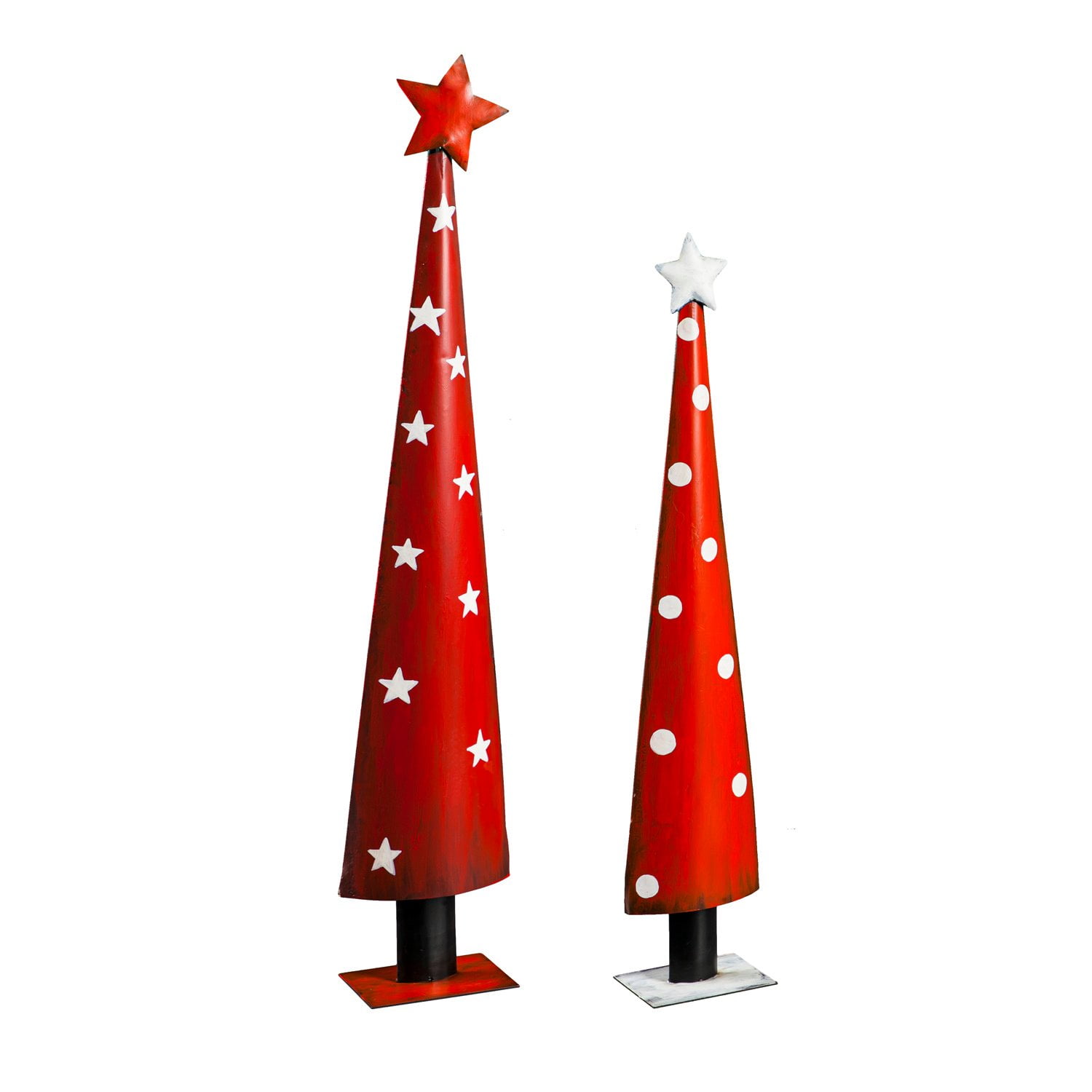 Set of 2 Red Polka Dot Metal Tree Statues - Walmart.com