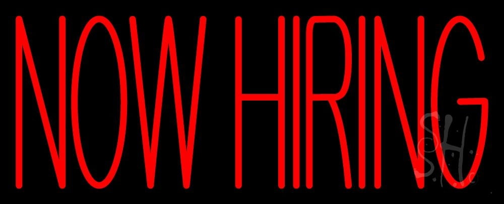 Now Hiring Bar LED Neon Sign 10 x 24 - inches, Clear Edge Cut Acrylic ...