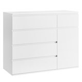 Homfa 5 Drawer White Dresser with Door, Modern Accent Storage Cabinet ...