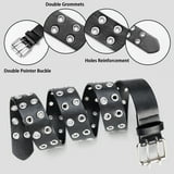 Grommet Leather Belts for Women, Cute Black Belt with Buckle, Studded ...