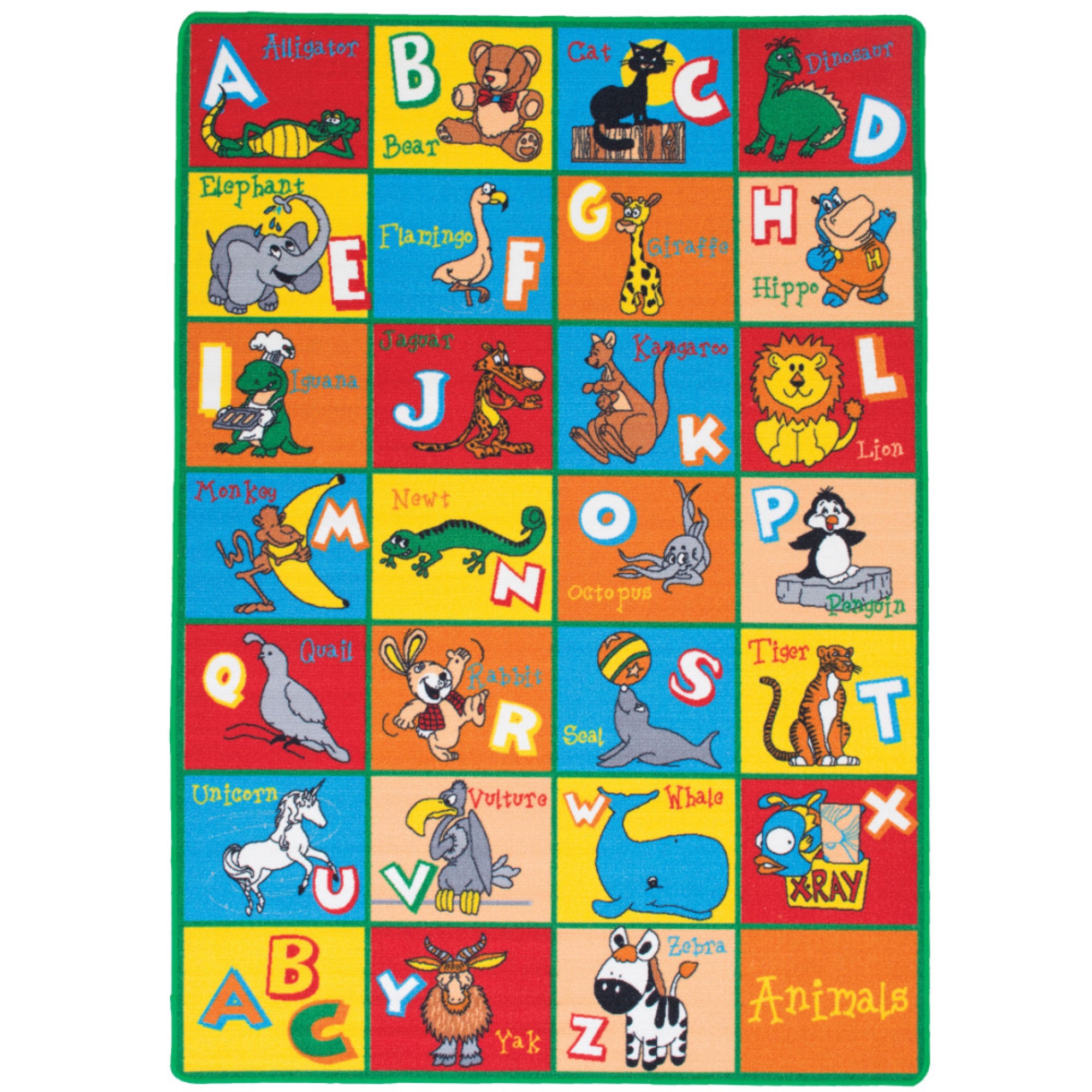 Abbey Contemporary Kids Area Rug Abc Animals With non Slipping Gel Back ...