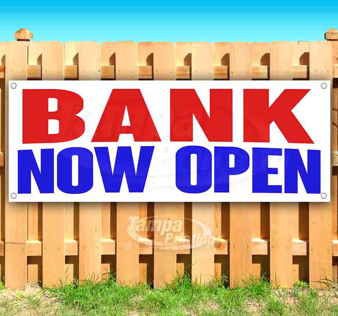 Bank Now Open 13 oz Vinyl Banner With Metal Grommets - Walmart.com