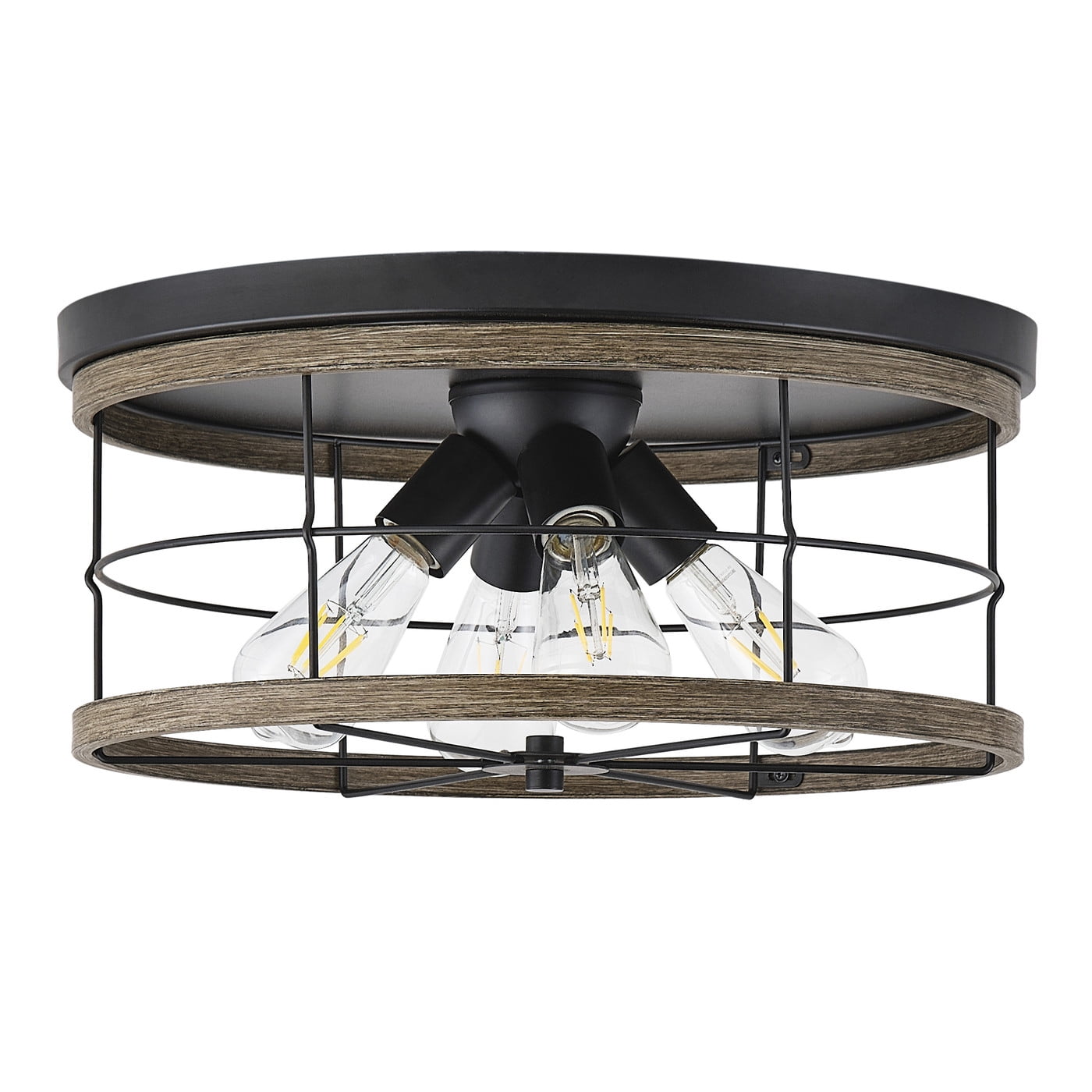 Aiwen 3 Lights Matte Black Ceiling Lamp Superior Rustic Farmhouse Flush ...