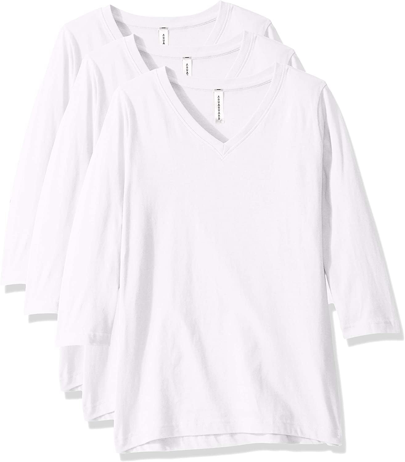 Aquaguard Women's Combed Ringspun V-neck 3/4-sleeve T-shirt - 3 Pack ...