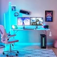 JJS Game Table 63",Carbon Fiber Surface Computer Desk, Mouse Pad, USB ...
