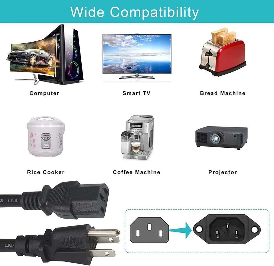Onerbl 10ft 3-Prong AC Power Cord Compatible with Thermaltake TGM-V32CQ ...