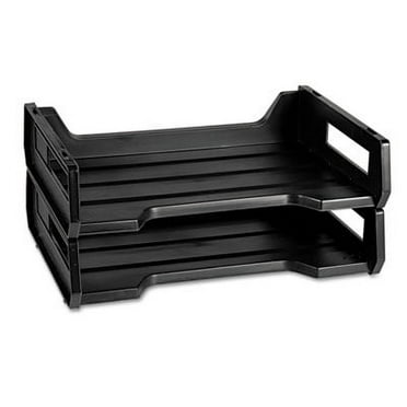 deflecto Corporate Desk Tray Set, Two Tier, Plastic, Metallic Black ...