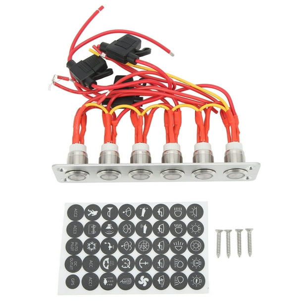 Marine Boat Switch Panel,Pre Wired 6 Gang Gang Push Button Switch Gang ...