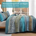 Boho Quilt Set Queen Size, Bohemian Striped Bedspread Coverlet Set with ...